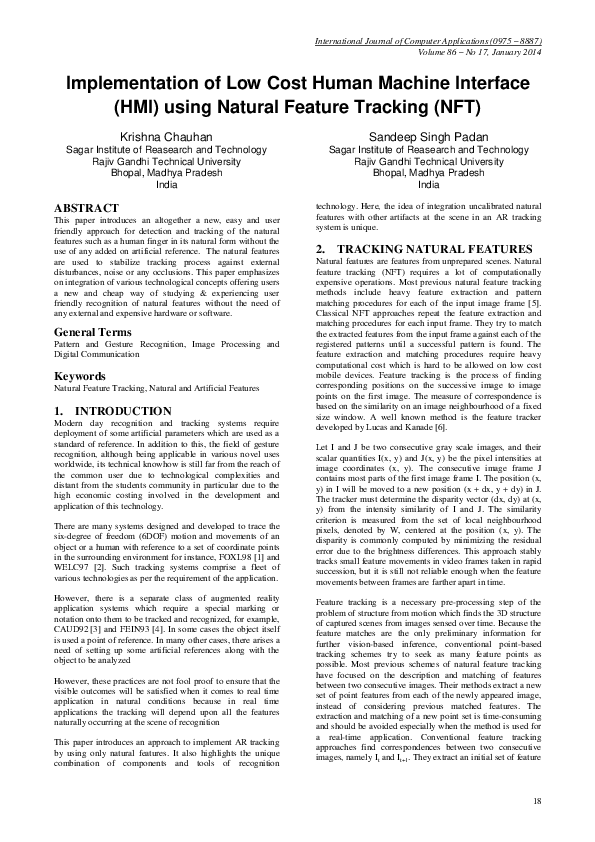 (PDF) Implementation of Low Cost Human Machine Interface (HMI) using Natural Feature Tracking ...