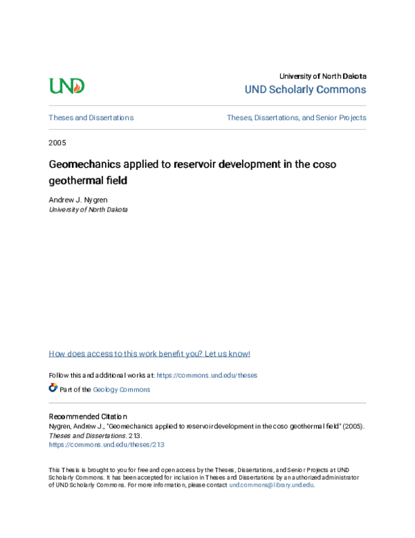 (PDF) Geomechanics applied to reservoir development in the coso ...
