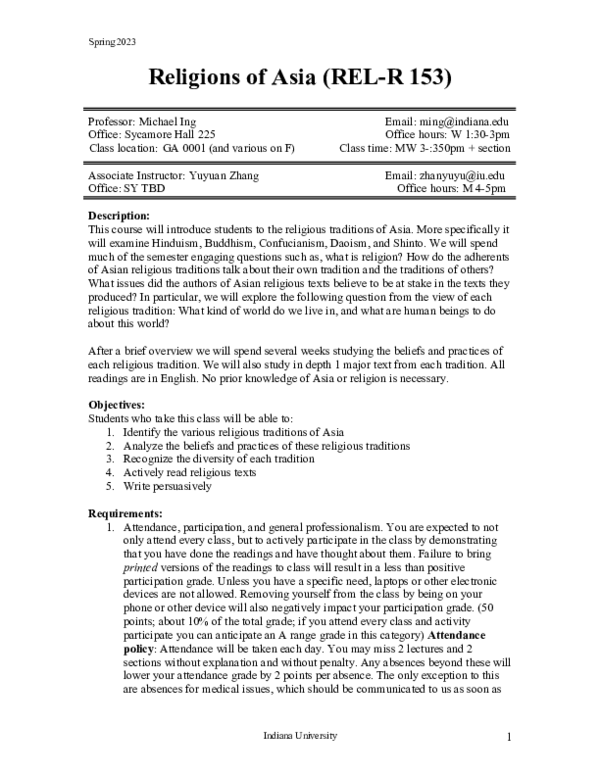 (PDF) Religions of Asia (Syllabus)