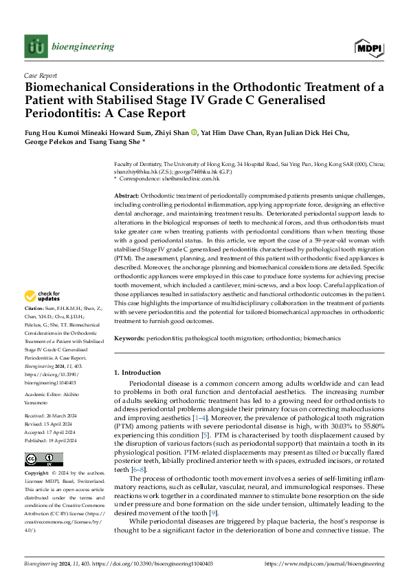 (PDF) Biomechanical Considerations in the Orthodontic Treatment of a ...