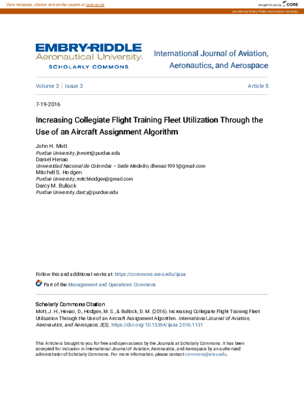 (PDF) Increasing Collegiate Flight Training Fleet Utilization Through ...