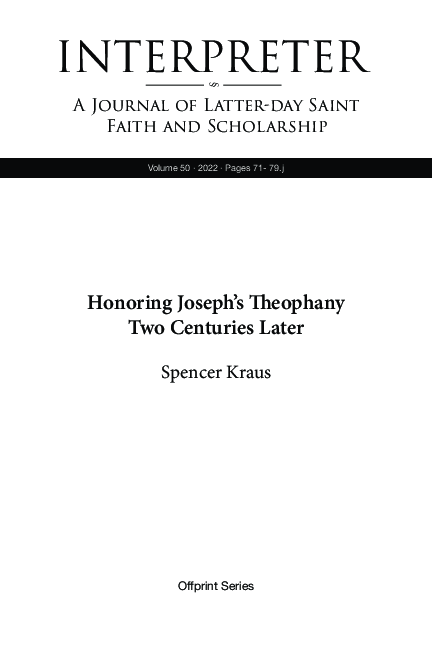 (PDF) Honoring Joseph's Theophany Two Centuries Later