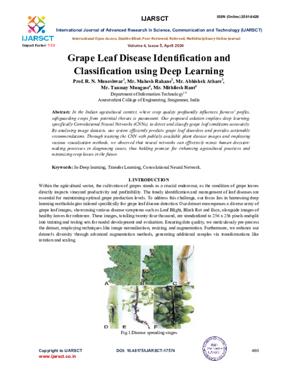 (PDF) Grape Leaf Disease Identification and Classification using Deep Learning
