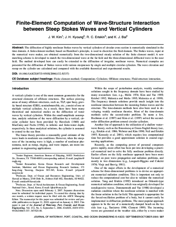 Pdf Finite Element Computation Of Wave Structure Interaction Between