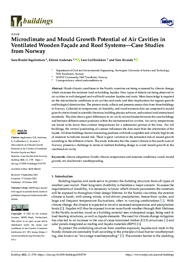 (PDF) Microclimate and Mould Growth Potential of Air Cavities in ...