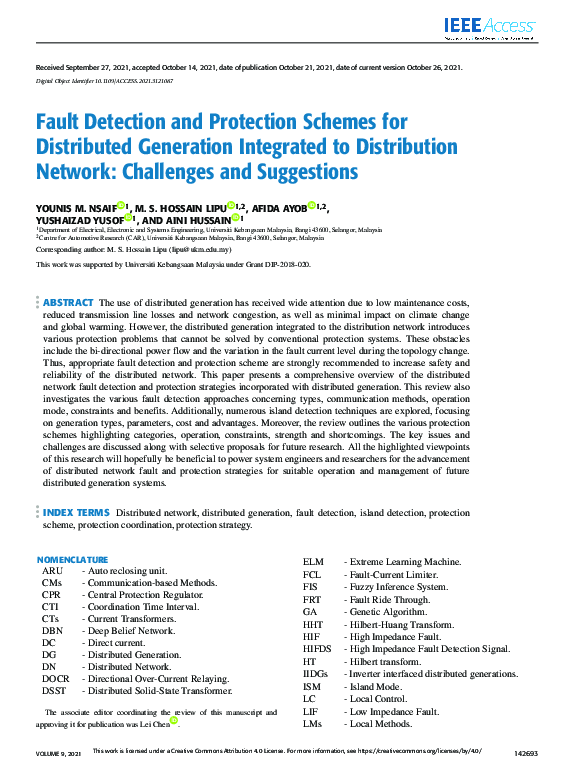 (PDF) Fault Detection and Protection Schemes for Distributed Generation Integrated to ...