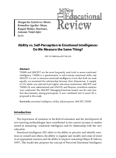 (PDF) Ability vs. Self-Perception in Emotional Intelligence: Do We ...