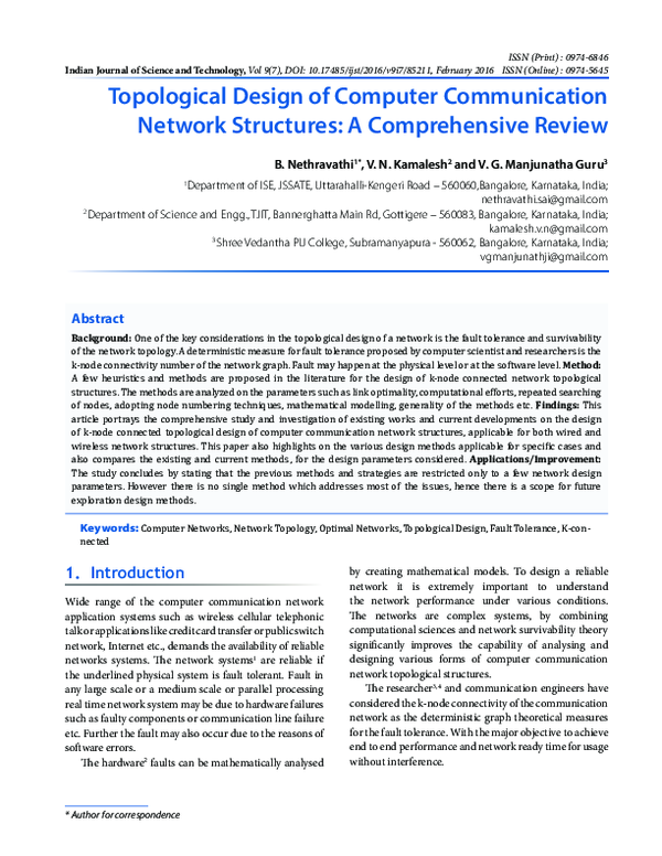 (PDF) Topological Design of Computer Communication Network Structures: A Comprehensive Review