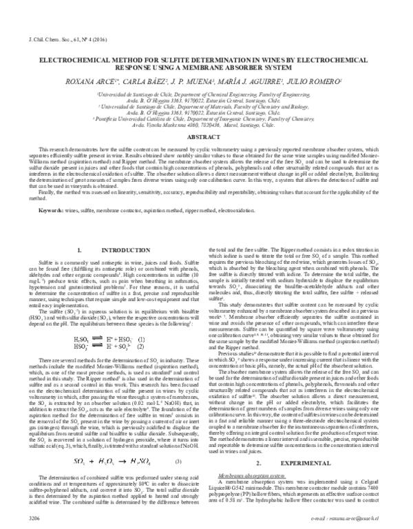 (PDF) Extraction and quantification of SO2 content in wines using a ...
