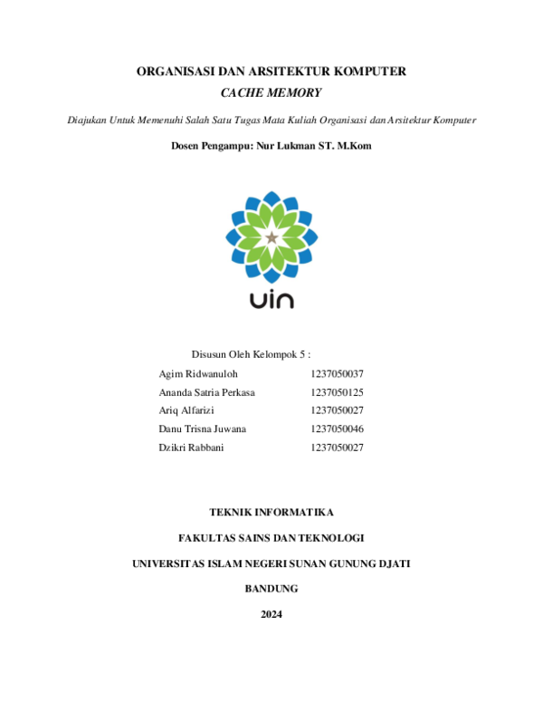 (PDF) Organisasi dan Arsitektur Komputer- Cache Memory