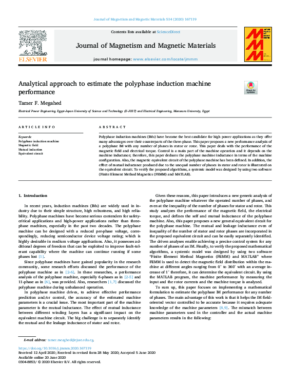 (PDF) Analytical approach to estimate the polyphase induction machine ...