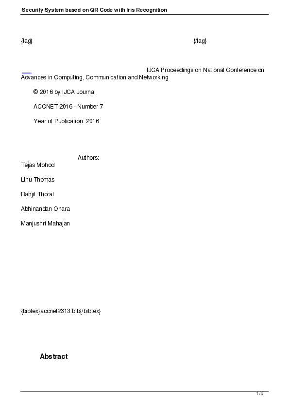 (PDF) Security System based on QR Code with Iris Recognition