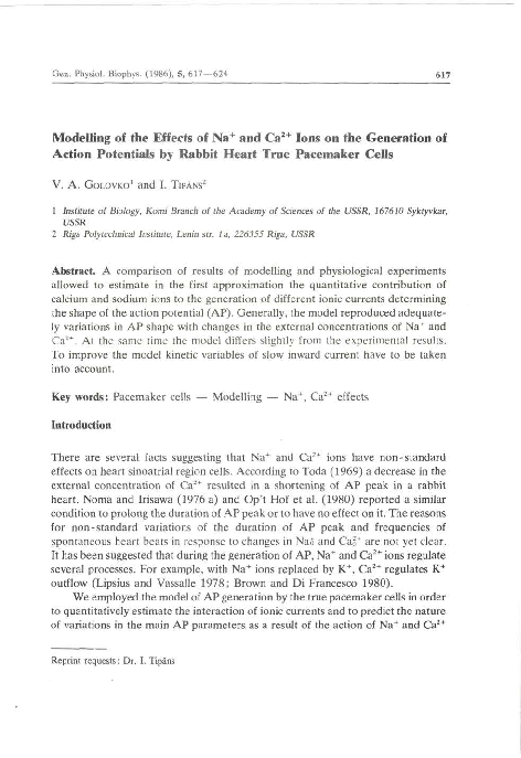 (PDF) Modelling of the effects of Na+ and Ca2+ ions on the generation of action potentials by ...