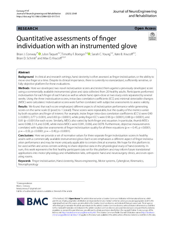 (PDF) Quantitative Assessments of Finger Individuation with an ...