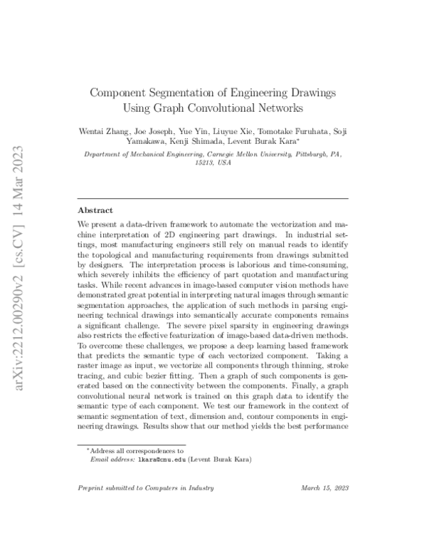 (PDF) Component segmentation of engineering drawings using Graph Convolutional Networks