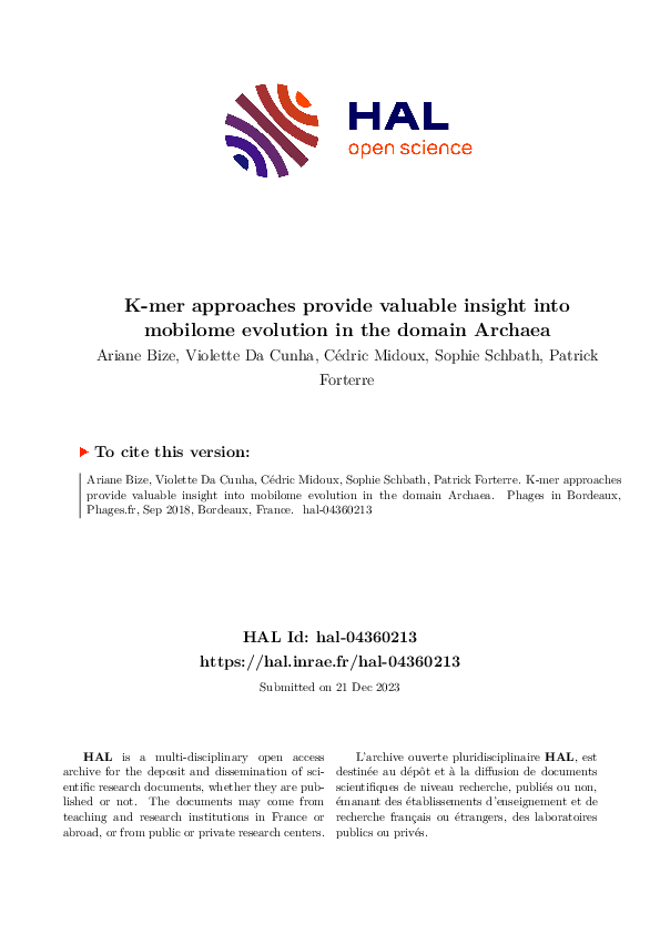 (PDF) K-mer approaches provide valuable insight into mobilome evolution ...