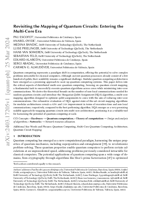 (PDF) Revisiting the Mapping of Quantum Circuits: Entering the Multi-Core Era | Pau Escofet ...