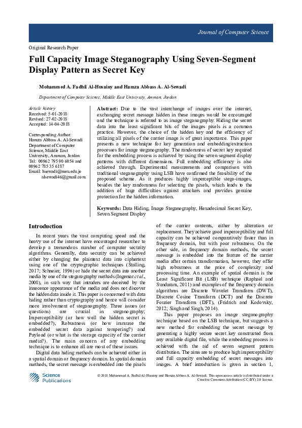 (PDF) Full Capacity Image Steganography Using Seven-Segment Display Pattern as Secret Key ...