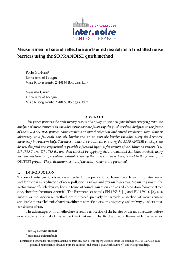 (PDF) Measurement of sound reflection and sound insulation of installed ...