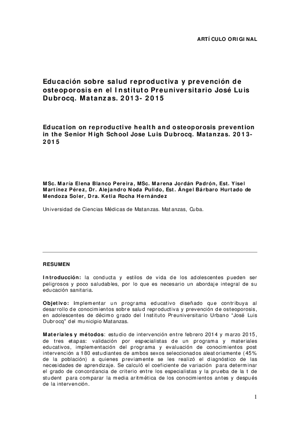 (PDF) Educación sobre salud reproductiva y prevención de osteoporosis ...