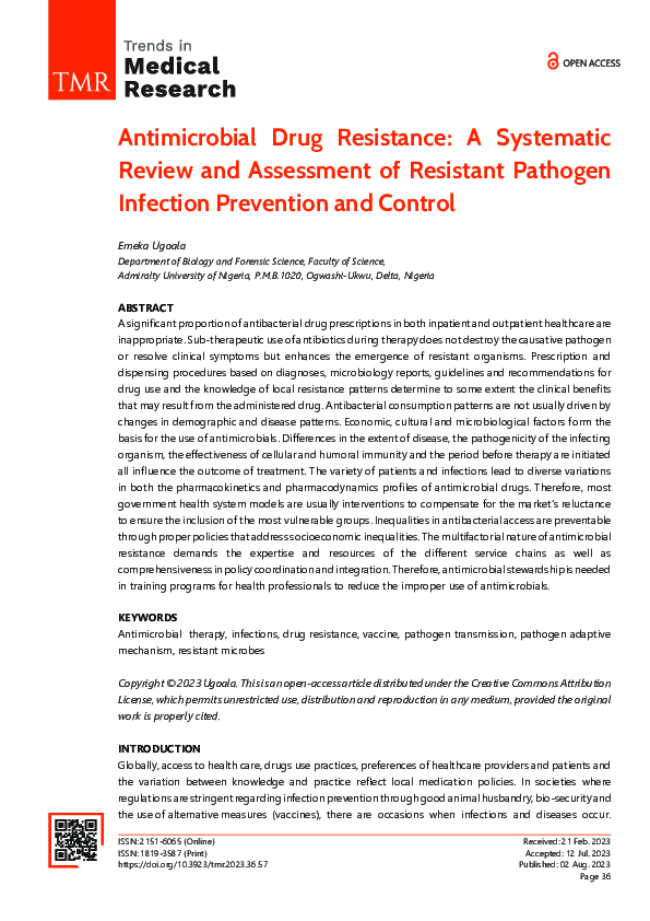 (PDF) Antimicrobial Drug Resistance: A Systematic Review and Assessment ...