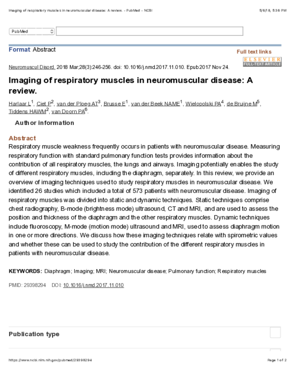 (PDF) Imaging of respiratory muscles in neuromuscular disease: A review