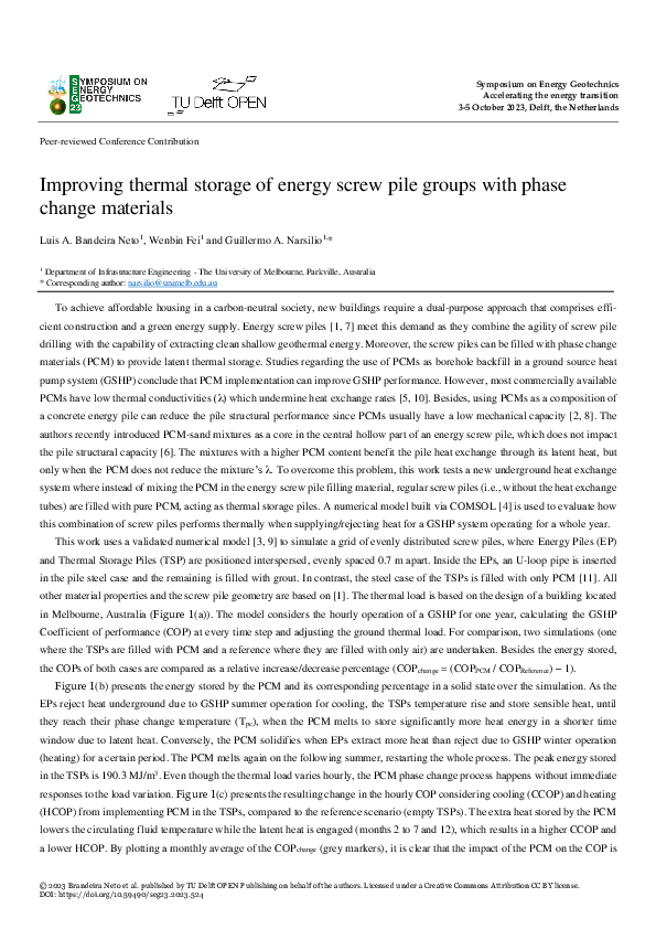 (PDF) Improving thermal storage of energy screw pile groups with phase ...