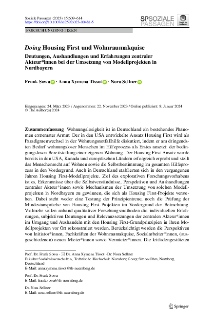 (PDF) Doing Housing First and acquisition of housing