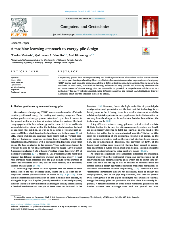 (PDF) A machine learning approach to energy pile design