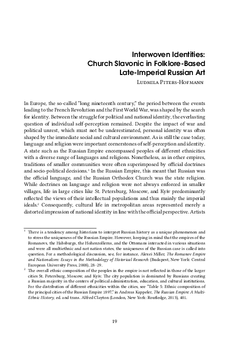 (PDF) Interwoven Identities: Church Slavonic in Folklore-Based Late ...