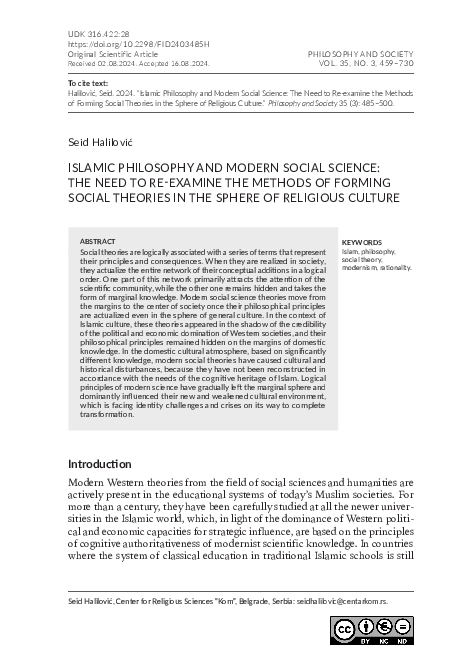 (PDF) Islamic Philosophy and Modern Social Science: The Need to Re ...