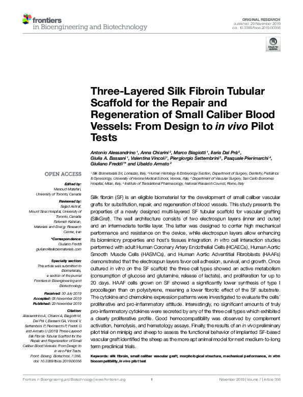 (PDF) Three-Layered Silk Fibroin Tubular Scaffold for the Repair and Regeneration of Small ...