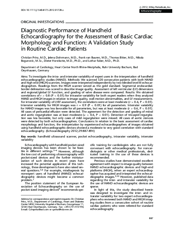 (PDF) Diagnostic Performance of Handheld Echocardiography for the ...