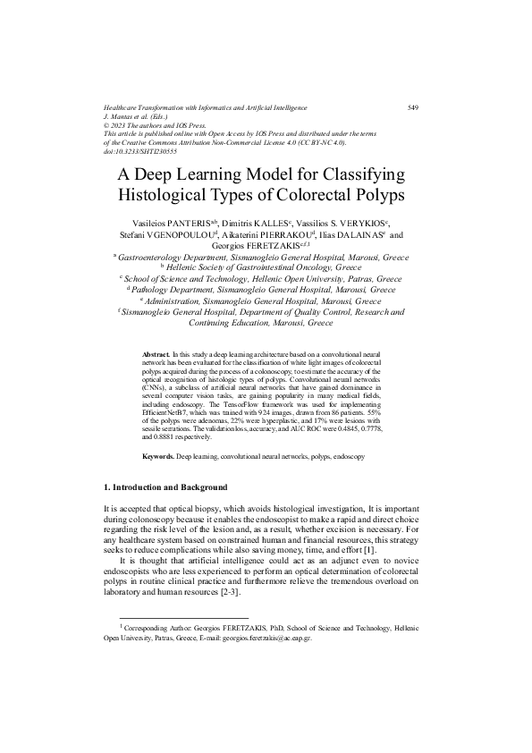 (PDF) A Deep Learning Model for Classifying Histological Types of Colorectal Polyps
