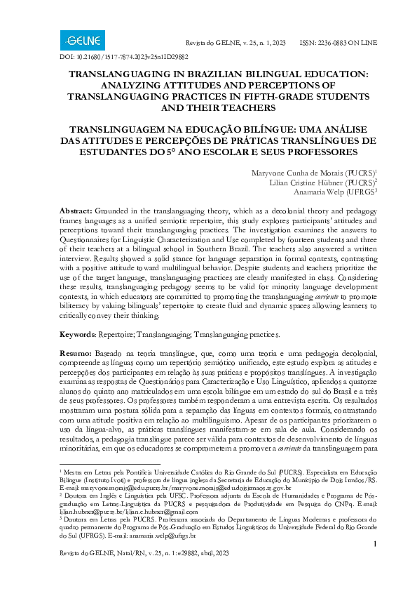 (PDF) Translanguaging in Brazilian bilingual education: analyzing ...