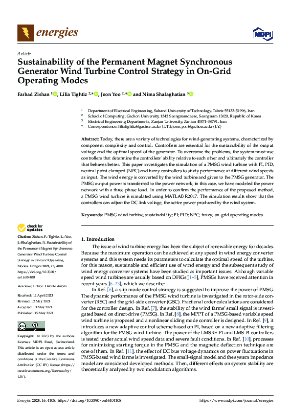 Pdf Sustainability Of The Permanent Magnet Synchronous Generator Wind Turbine Control Strategy