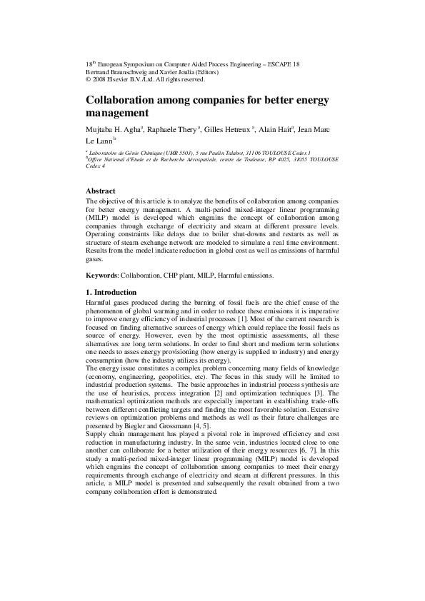 (PDF) Collaboration among companies for better energy management