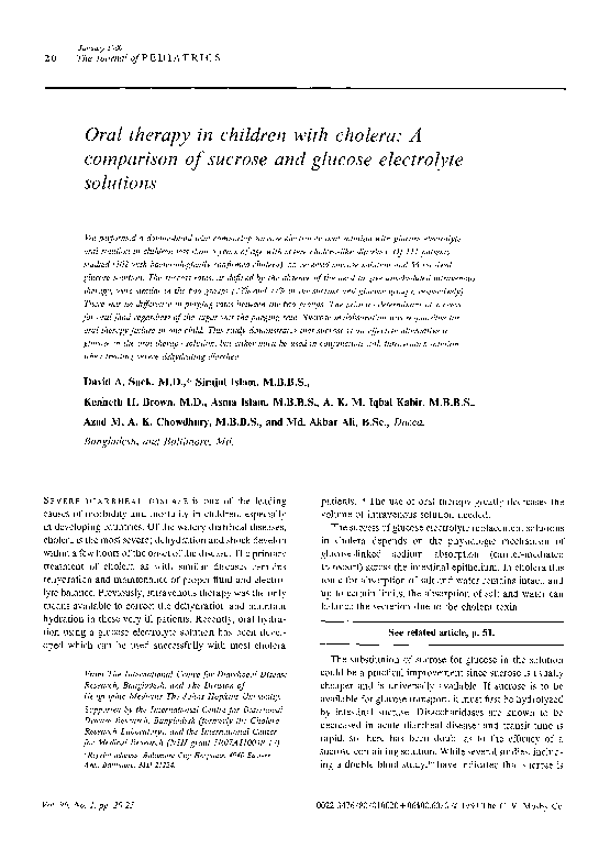 (PDF) Oral therapy in children with cholera: A comparison of sucrose ...