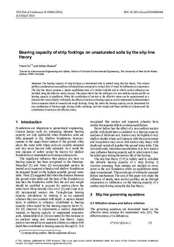 (PDF) Bearing capacity of strip footings on unsaturated soils by the ...
