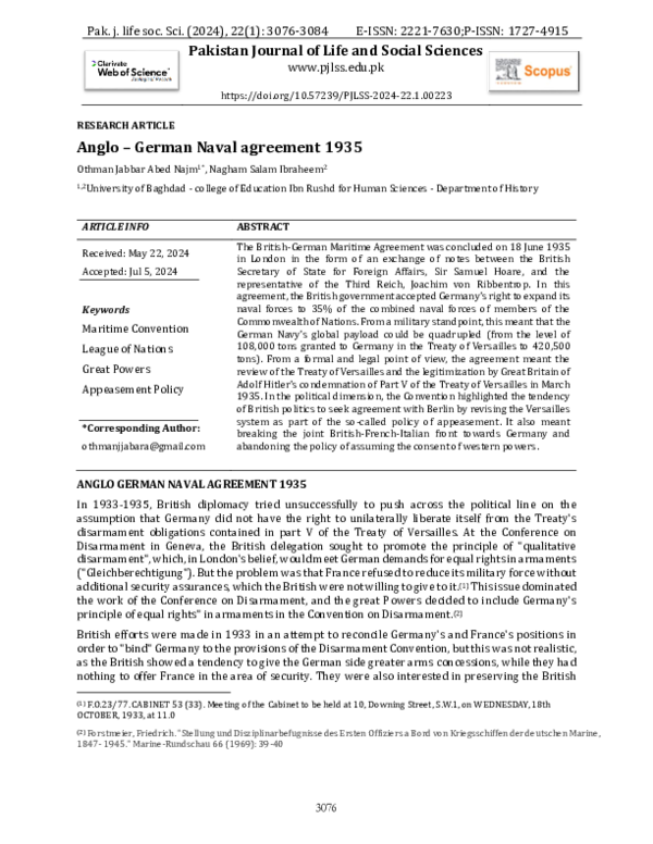 (PDF) Anglo – German Naval agreement 1935