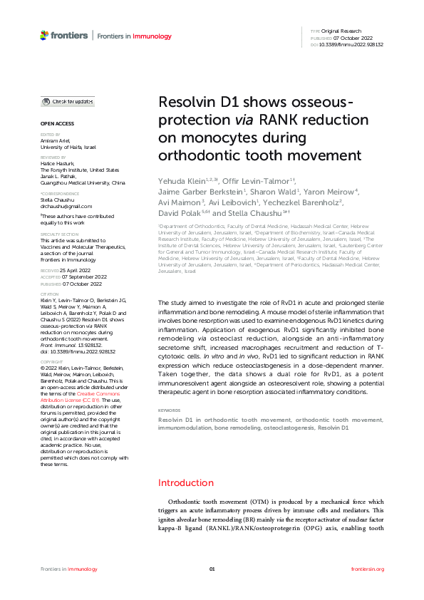 (PDF) Resolvin D1 shows osseous-protection via RANK reduction on ...