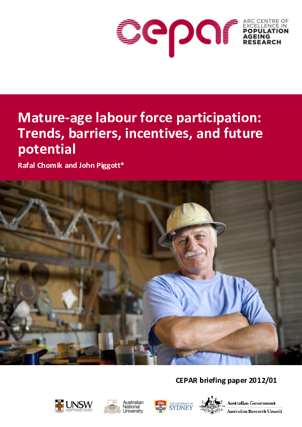(PDF) Mature-age labour force participation: trends, barriers ...