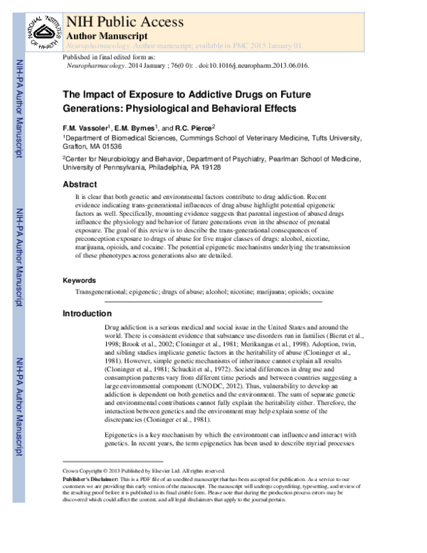 (PDF) The impact of exposure to addictive drugs on future generations ...