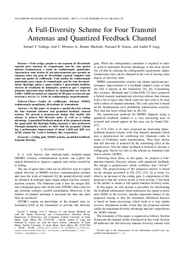 (PDF) A Full-Diversity Scheme for Four Transmit Antennas and Quantized Feedback Channel