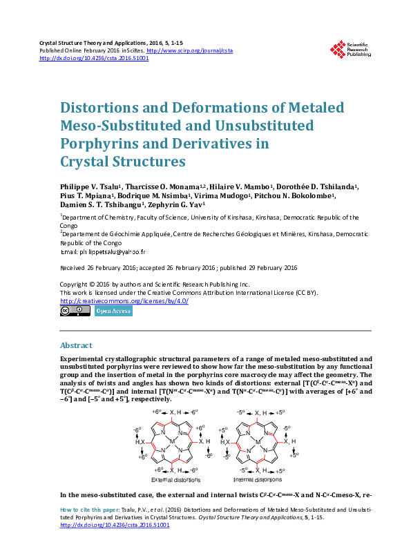 (PDF) Distortions and Deformations of Metaled Meso-Substituted and ...