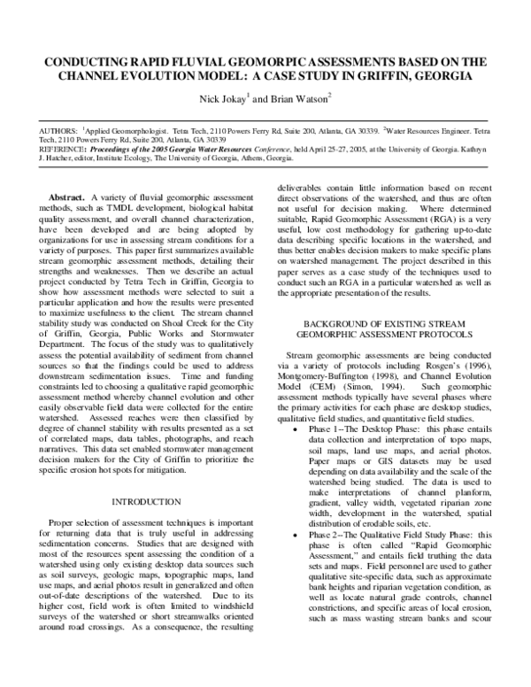(PDF) Conducting Rapid Fluvial Geomorpic Assessments Based on the ...