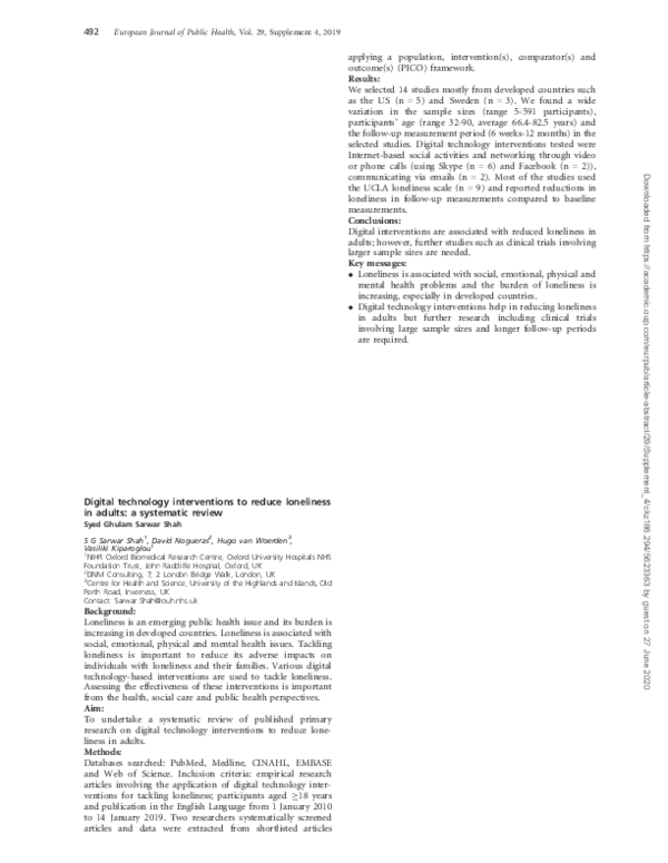 (PDF) Digital technology interventions to reduce loneliness in adults ...