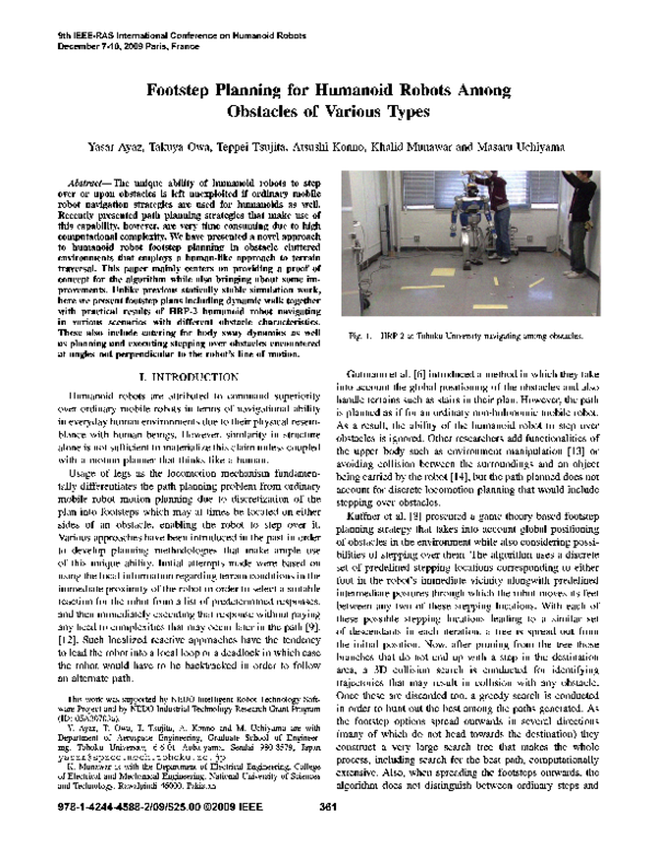 (PDF) Footstep planning for humanoid robots among obstacles of various types