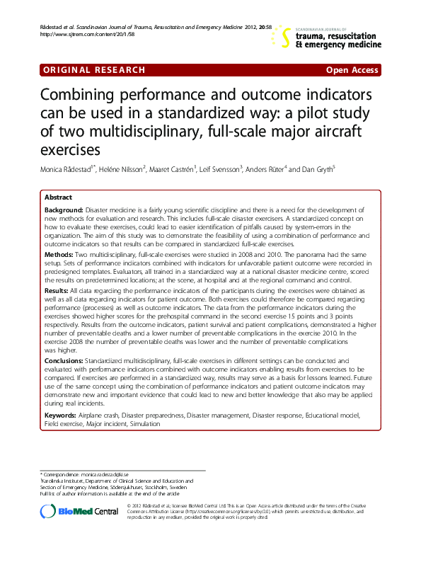 (PDF) Combining performance and outcome indicators can be used in a ...