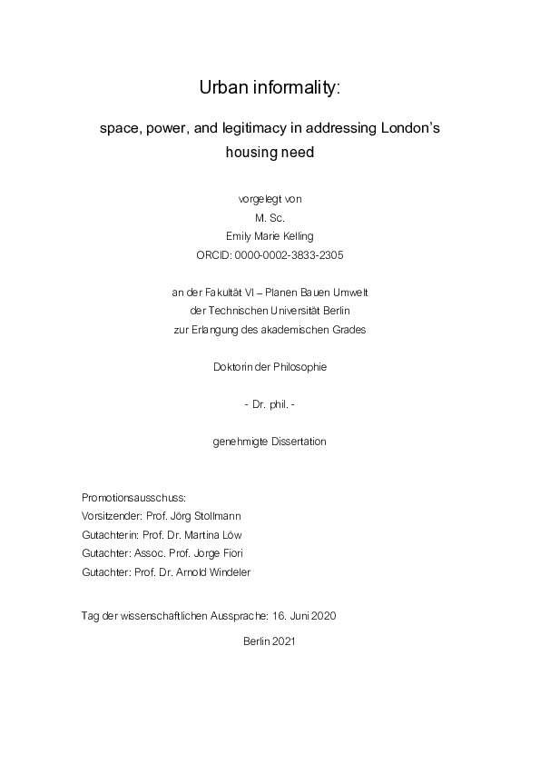 (PDF) Urban informality: space, power and legitimacy in addressing ...